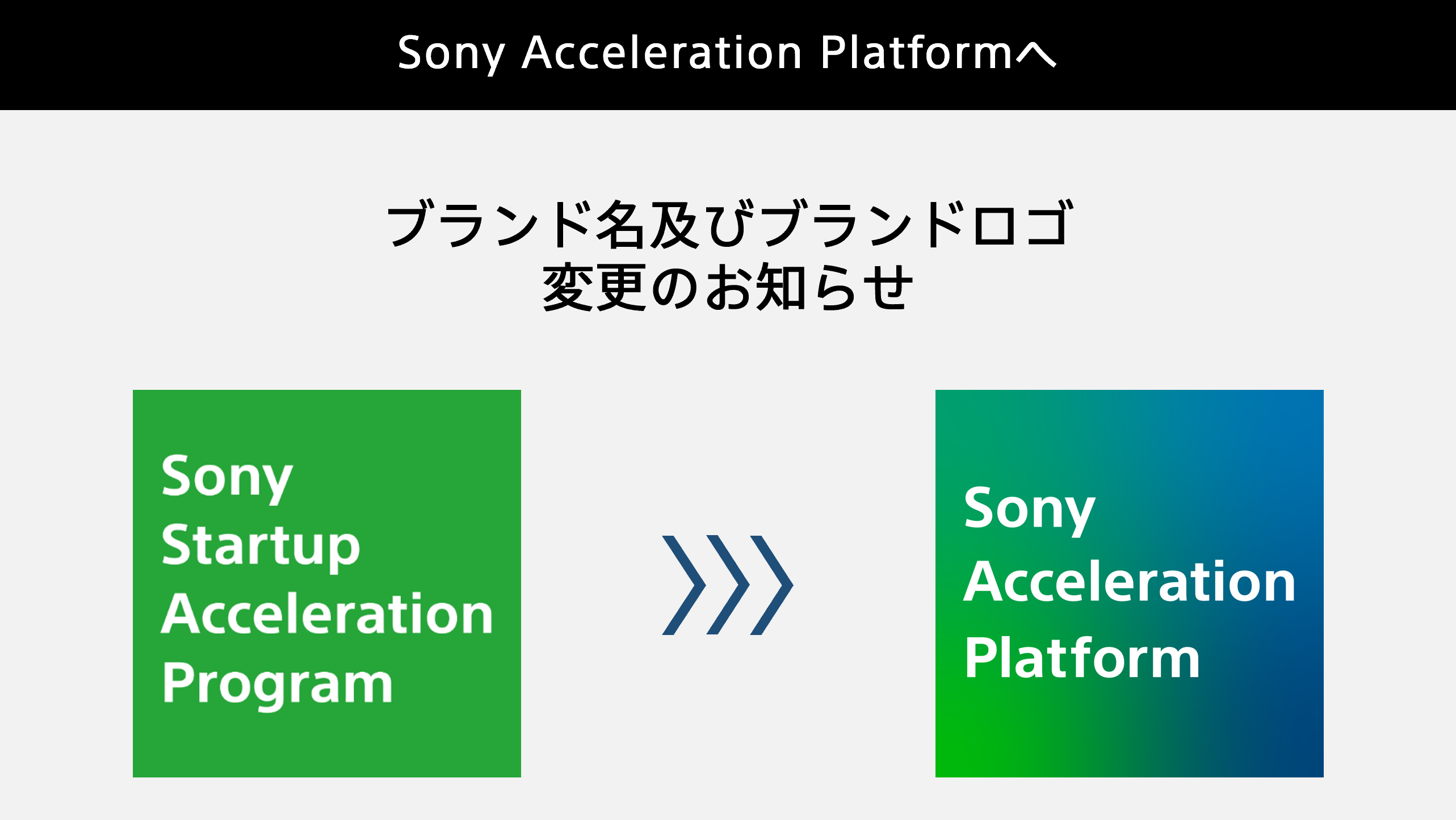 ブランド名及びブランドロゴ変更のお知らせ | 【Sony Acceleration Platform】新規事業の創出と事業開発を支援するプラットフォーム